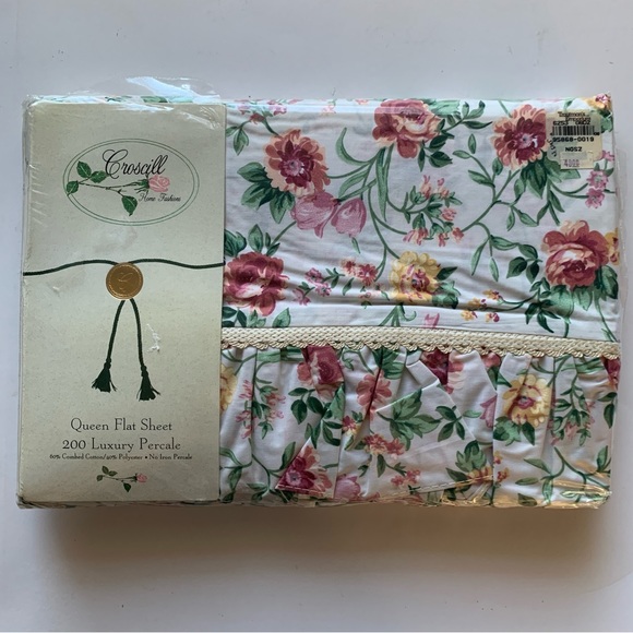 Croscill | Bedding | Vintage Croscill Percale Coquette Queen Flat Sheet ...